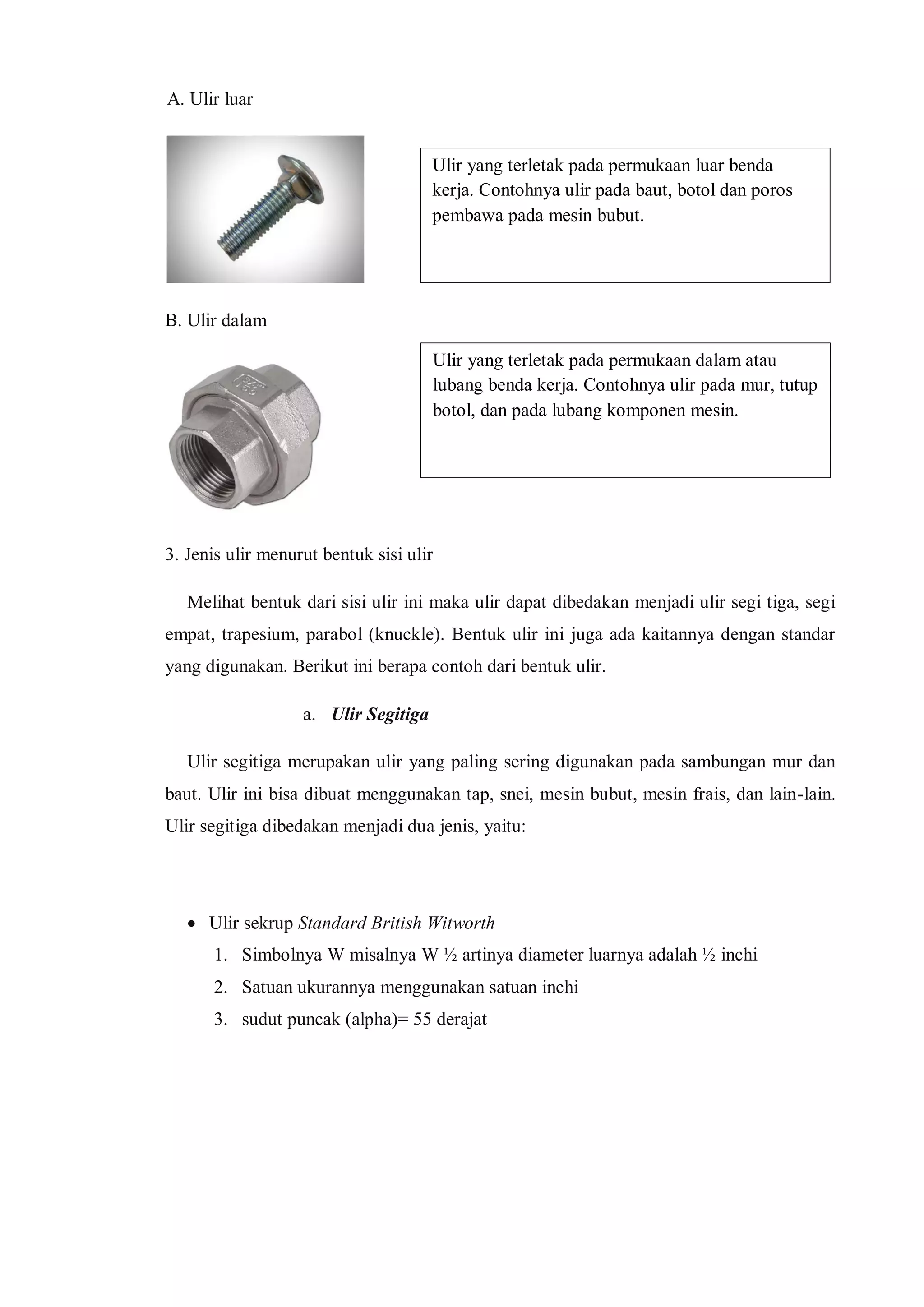MACAM-MACAM PROFIL ULIR DAN BENTUK ULIR YANG TERDAPAT DALAM MESIN ...