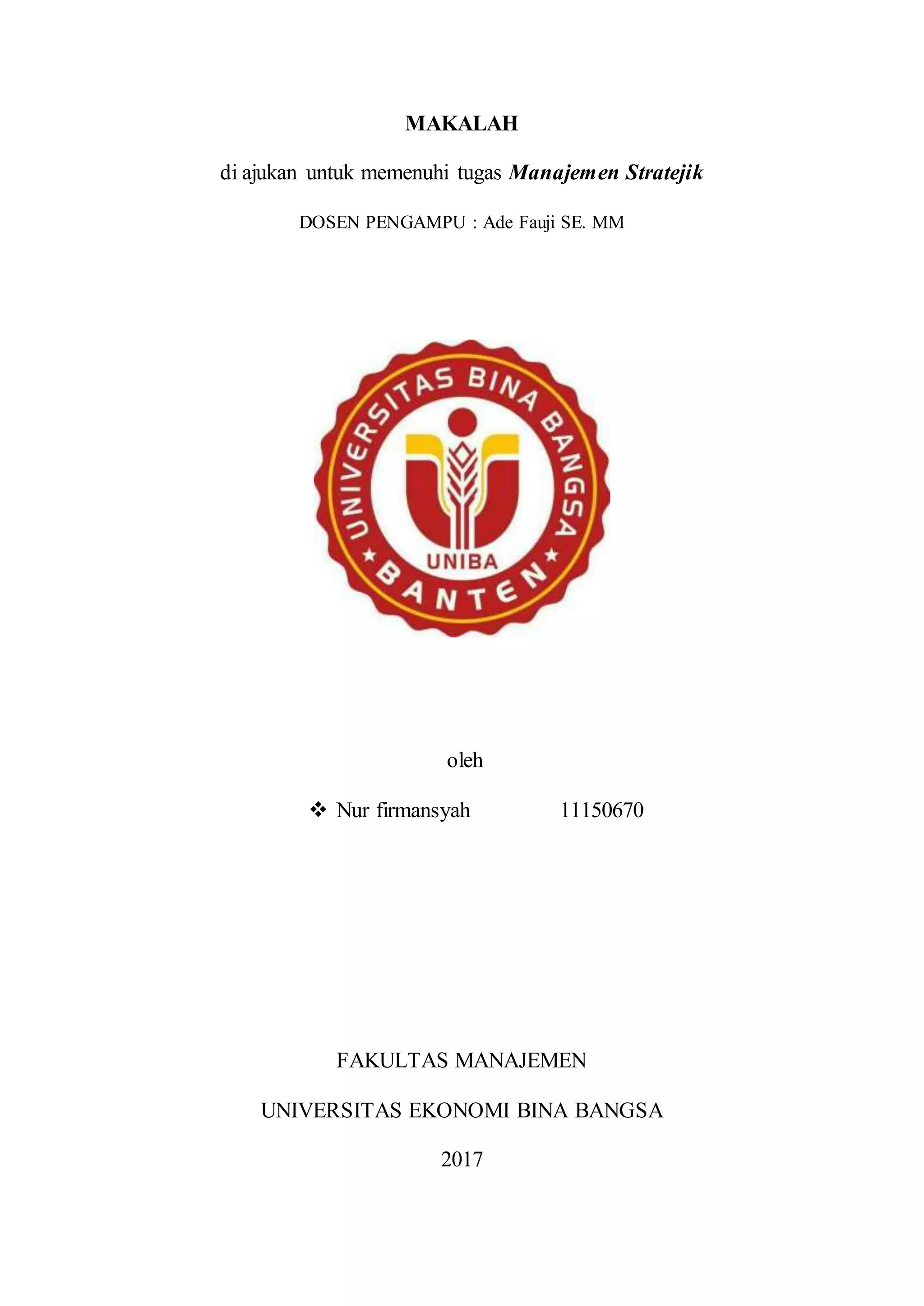 Makalah uts manajemen strategik | DOCX