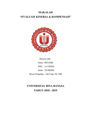 Makalah uts riyanik 7 d msdm | PDF
