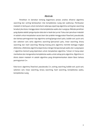 ANALISIS EFISIENSI ALGORITMA SORTING DAN SEARCHING BERDASARKAN ...