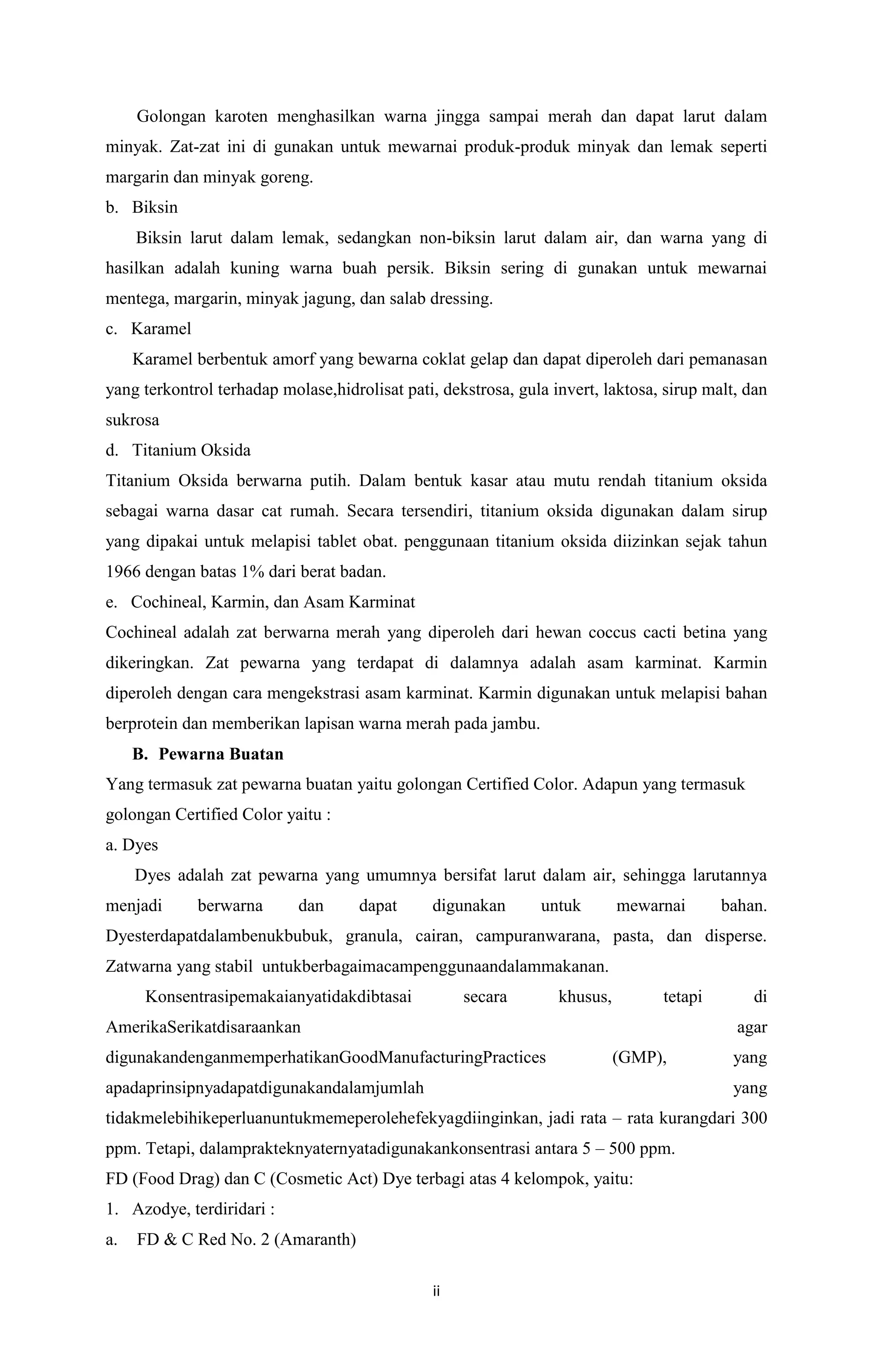 Makalah zat pewarna pada makanan | DOCX