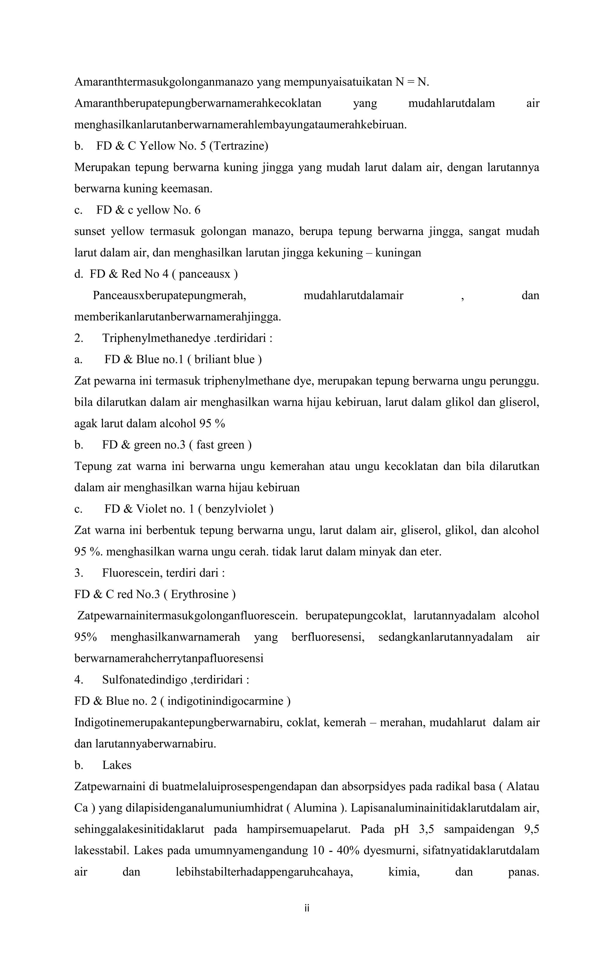 Makalah zat pewarna pada makanan | DOCX