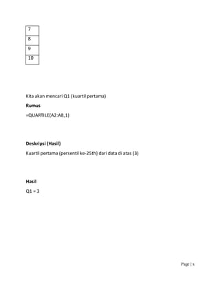 Pengertian KUARTIL,Pemanfaatan KUARTIL di excel dan penjelasan mutually ...