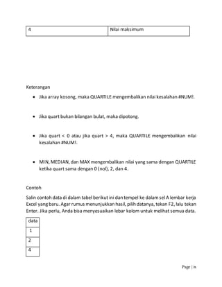 Pengertian KUARTIL,Pemanfaatan KUARTIL di excel dan penjelasan mutually ...