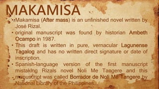 MAKAMISA-REPORT in Rizal's Life and Works.pptx