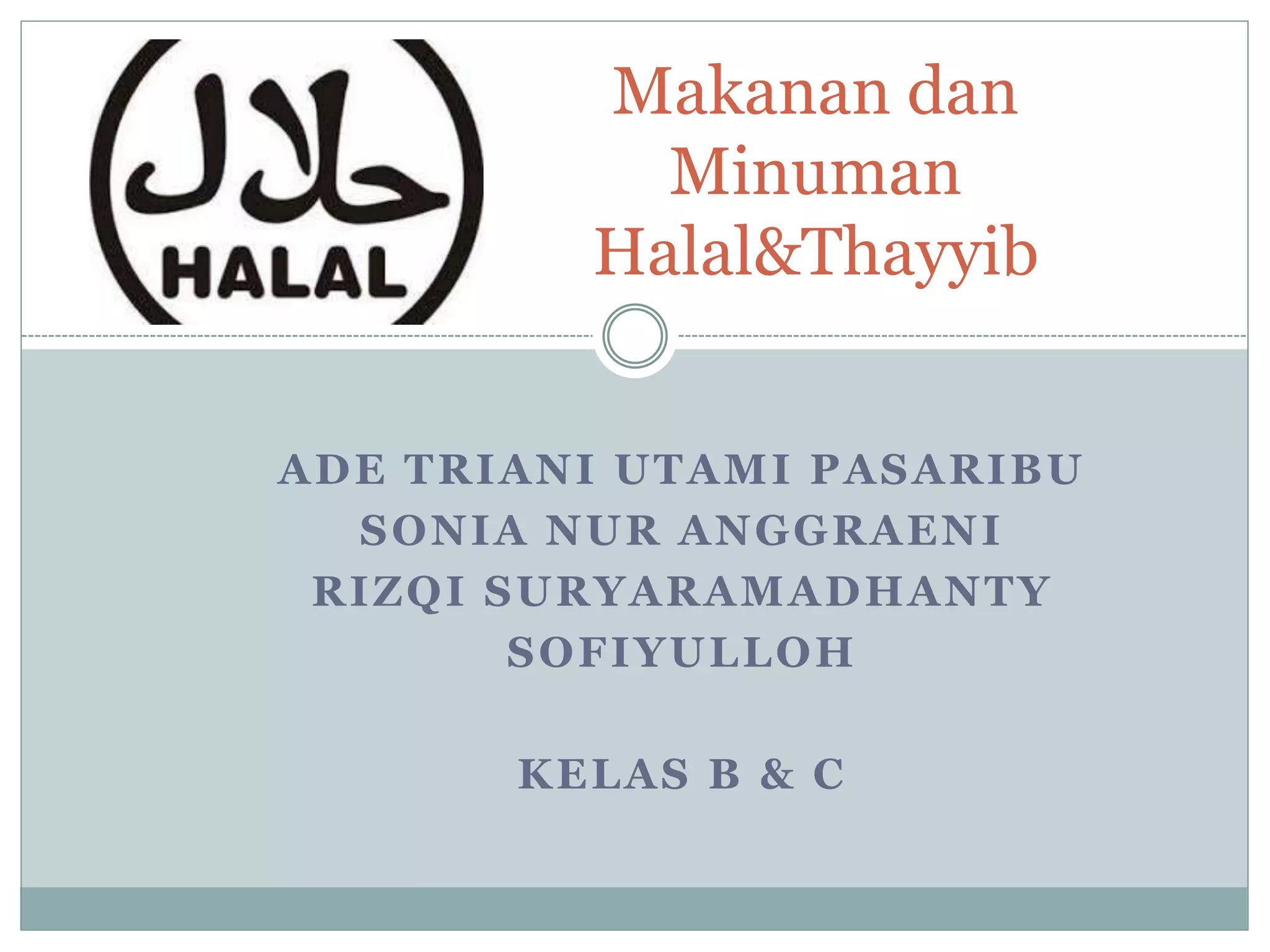 Makanan dan minuman halal&thayyib | PPTX
