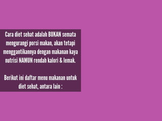 Daftar makanan sehat untuk diet alami dan cepat | PDF