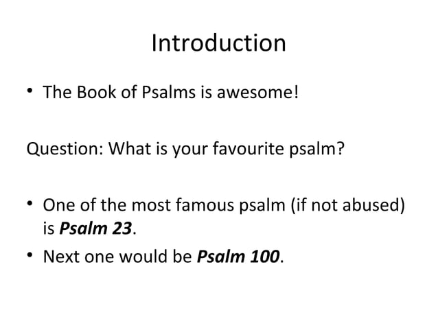 The Book Of Psalms: An Introduction | PPT