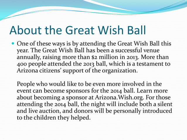 Make-A-Wish Arizona: About the Great Wish Ball | PPTX
