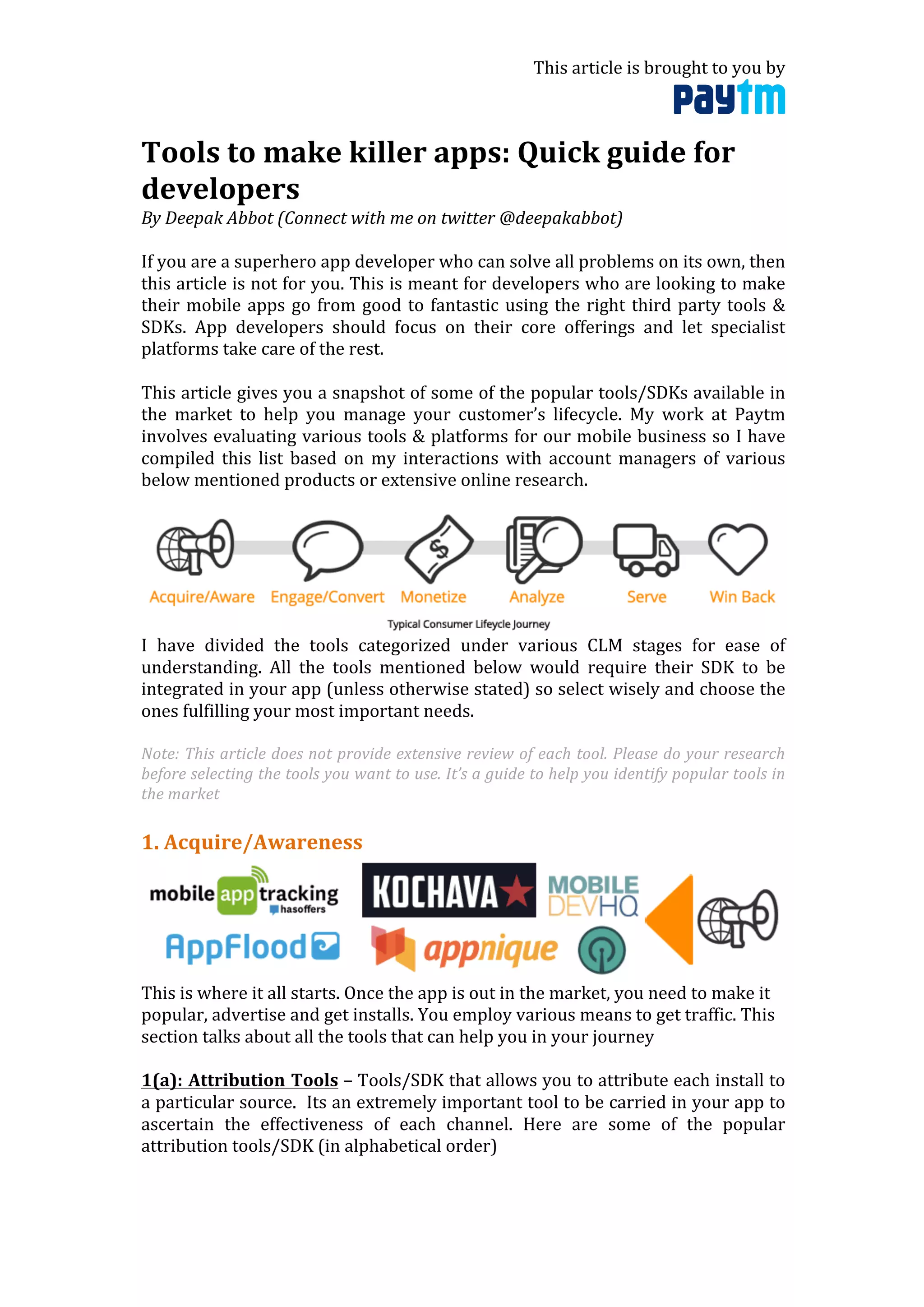 Tools to make killer apps: Quick guide for developers | PDF | Computer Software and Applications ...