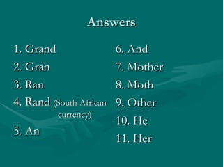 Make 10 Words From Grandmother Starter | PPT | Africa Travel | Travel ...