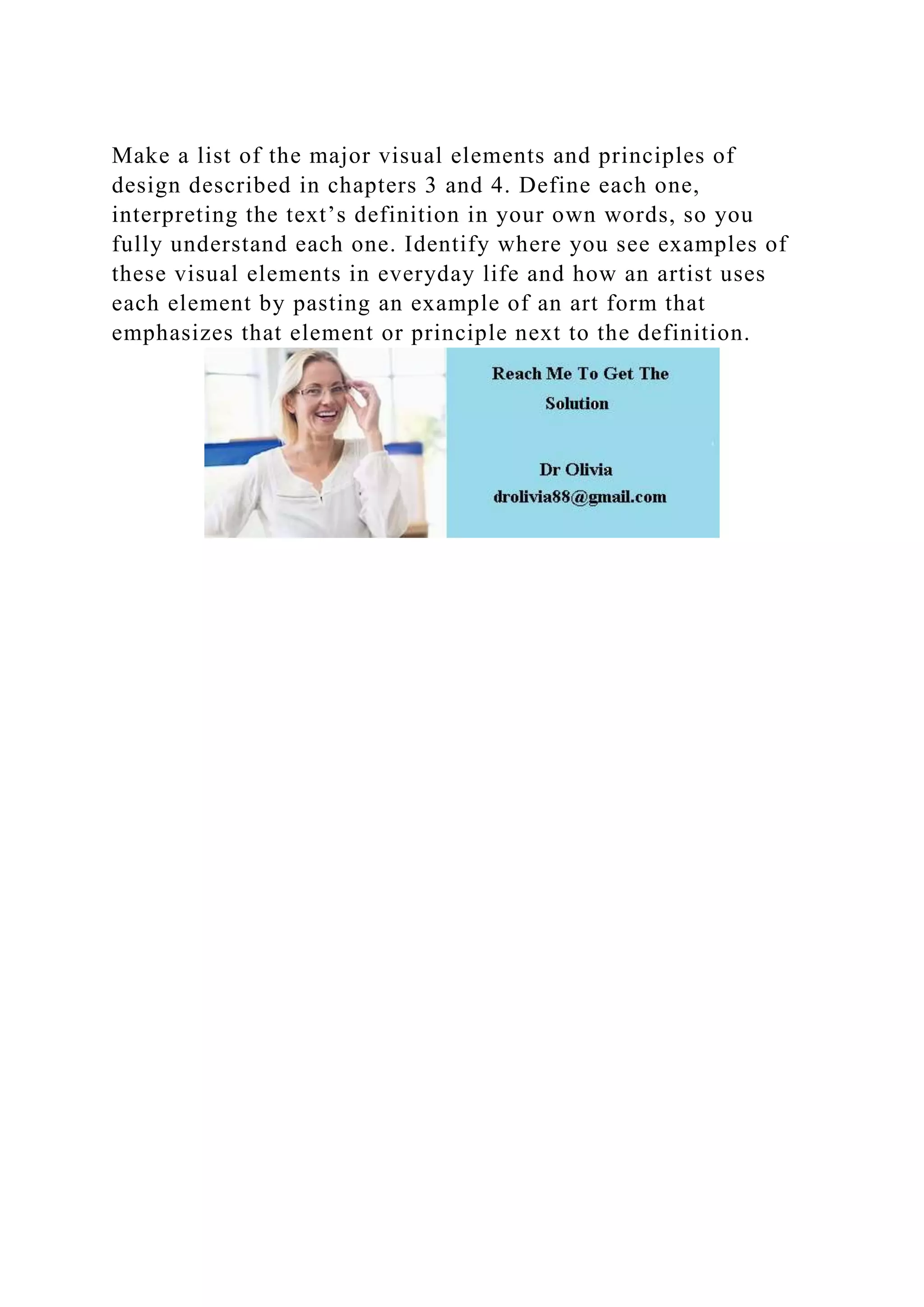 Make a list of the major visual elements and principles of design de.docx