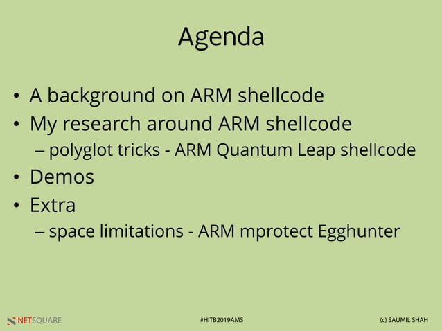 ARM Polyglot Shellcode - HITB2019AMS | PPT