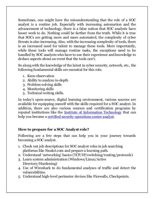 Make Career As Security Operations Center (SOC) Analyst - IISecurity | PDF