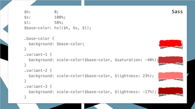 Make color schemes a no brainer with sass | PPT