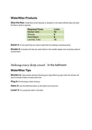 Guide to Saving Water At Home and in the Garden | PDF