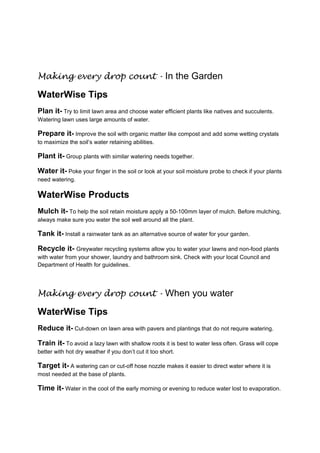 Guide to Saving Water At Home and in the Garden | PDF