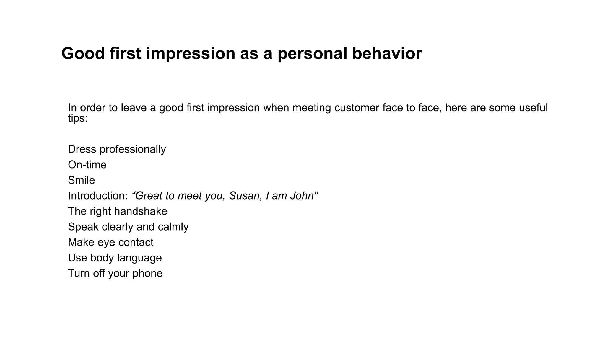 Make good first impression | PPT