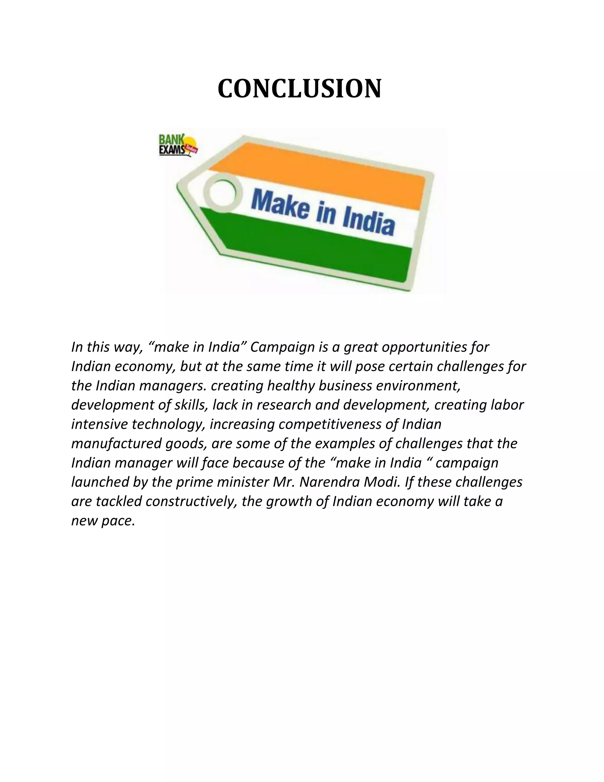 Make in india - The Way Ahead Class 12 Economics Project | PDF