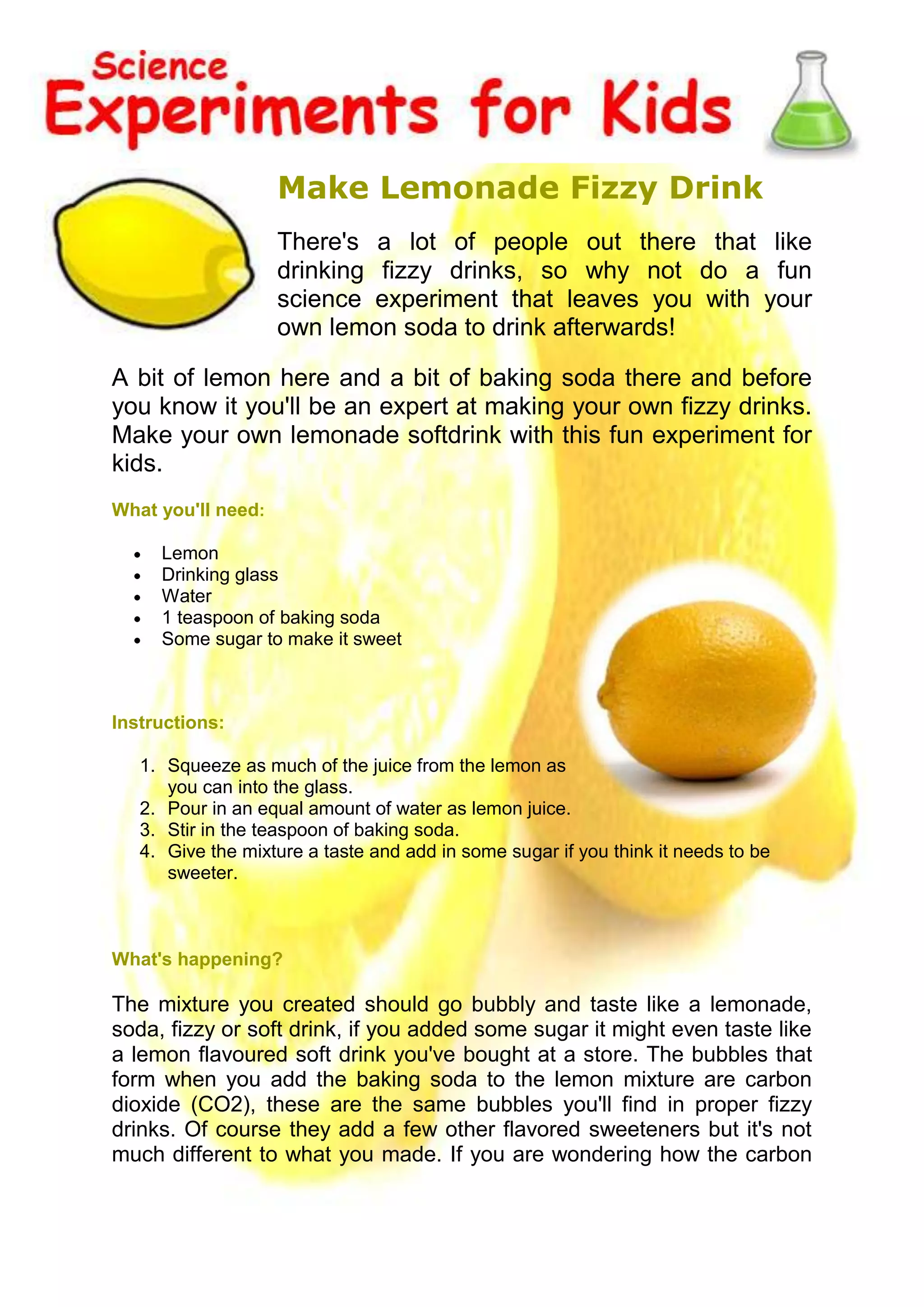 Make lemonade fizzy drink | DOCX