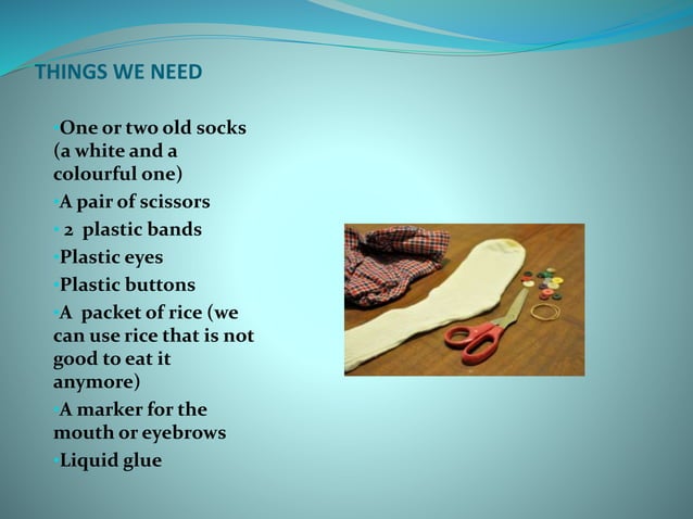 Make little people puppets from old socks and rice | PPT