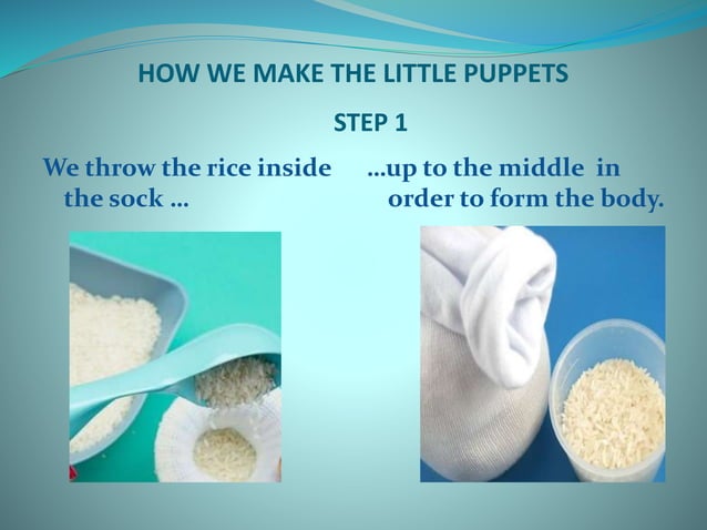 Make little people puppets from old socks and rice | PPT