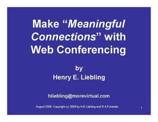 Make Meaningful Connections With Web Conferencing | PDF | Web Conferencing | Computer Software ...