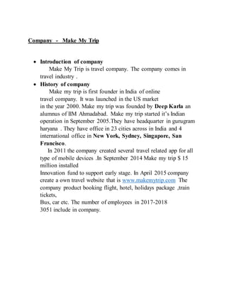 Make my trip history | PDF