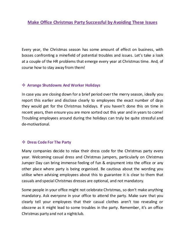 Make office christmas party successful by avoiding these issues