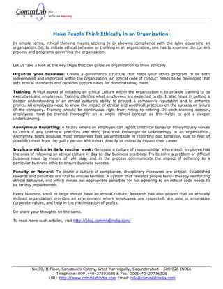 Make People Think Ethically in an Organization! | PDF
