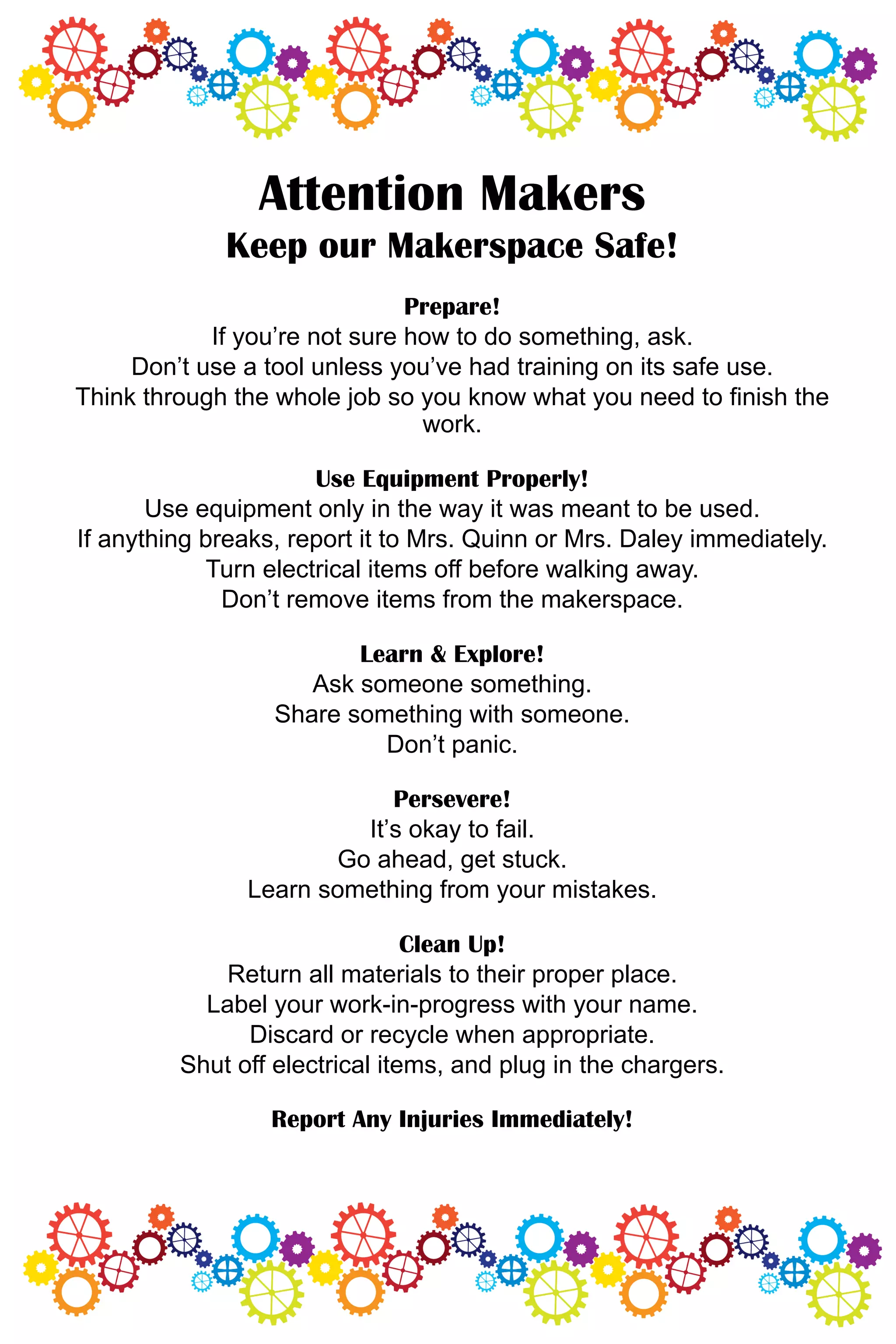Makerspace Safety Poster | PDF