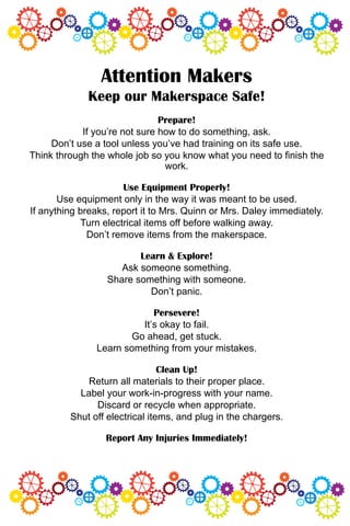 Makerspace Safety Poster | PDF