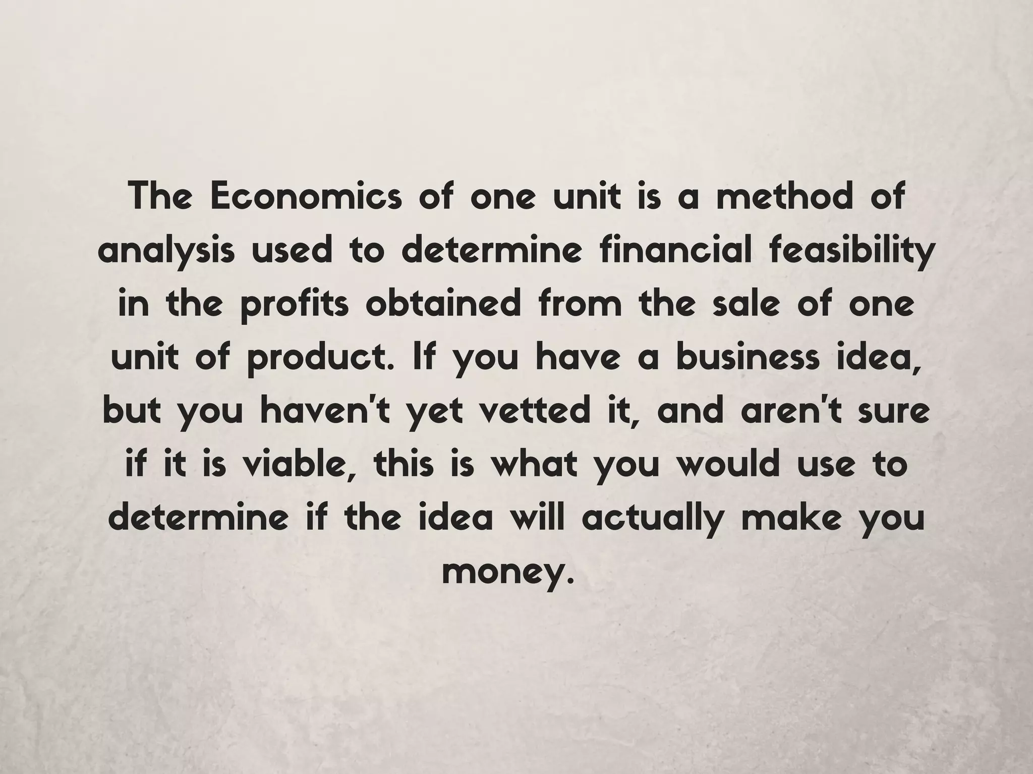 The Economics of One Unit | PDF