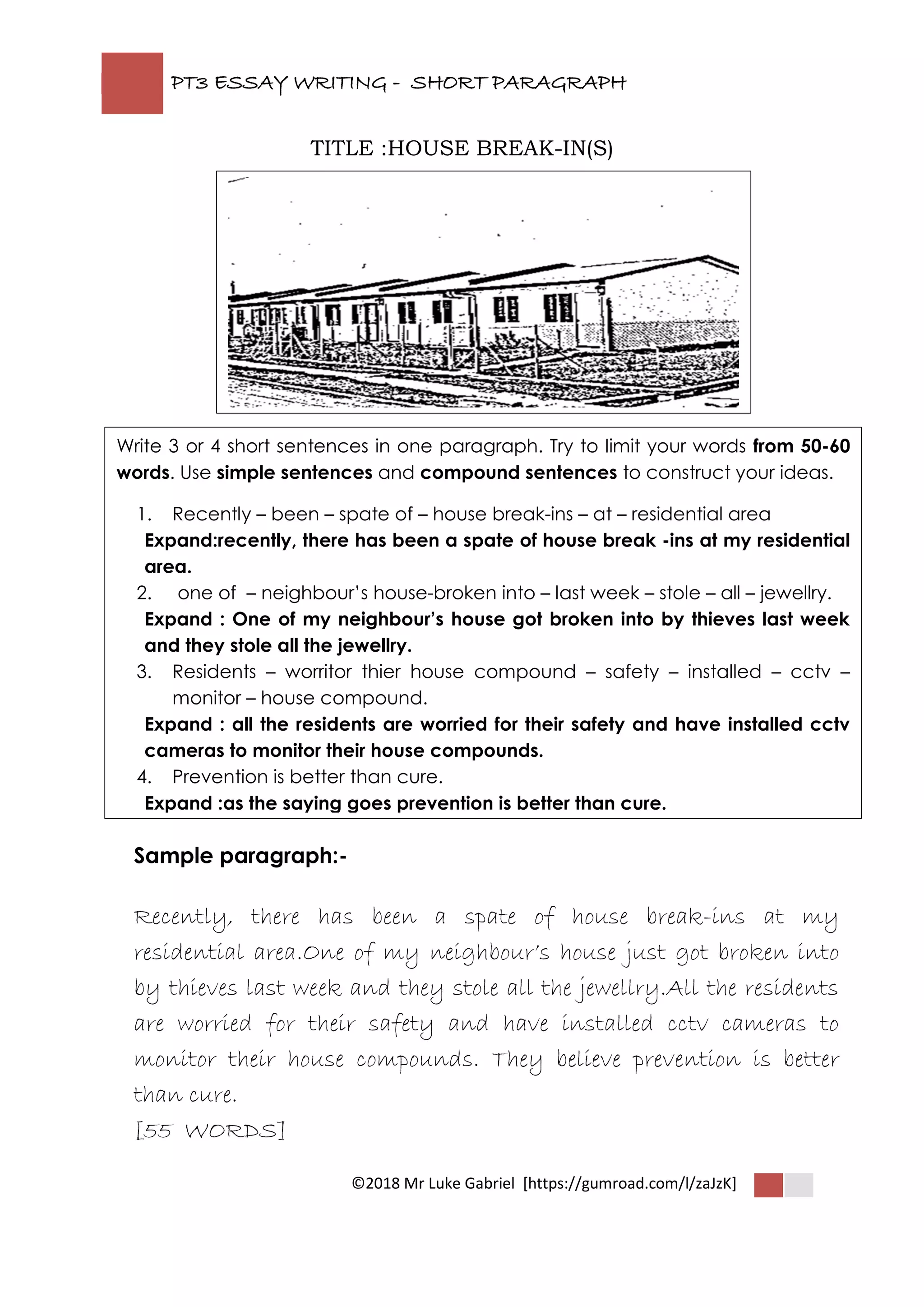 PT3 ESSAY WRITING-SHORT PARAGRAPH | PDF