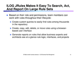 Make smarter business decisions – ILOG Business Rule Management System ...