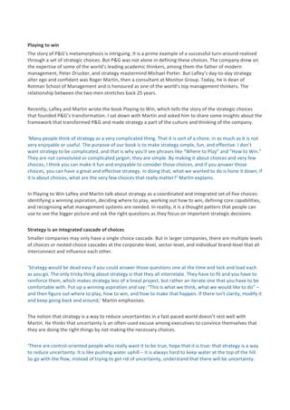 Make the right choices to create a winning strategy by Kenneth ...