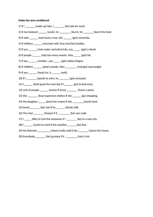 Make the zero conditional correctly.docx