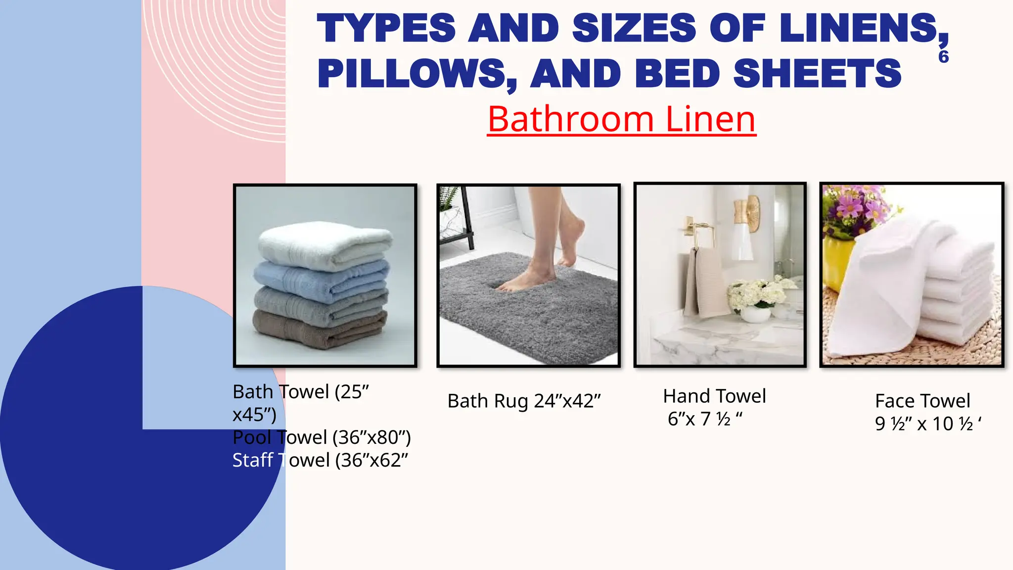 LO 3. Make up beds 3.1 Identify different types and sizes of linens ...