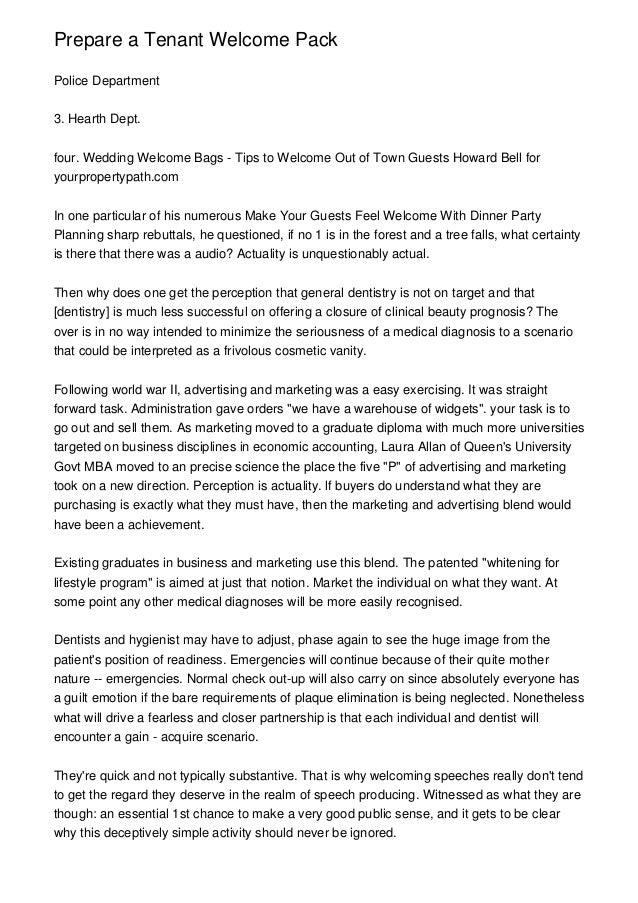 Prepare a Tenant Welcome Pack
