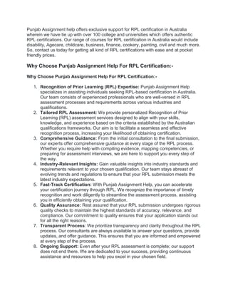 RPL Based Certification Services in Australia | PDF