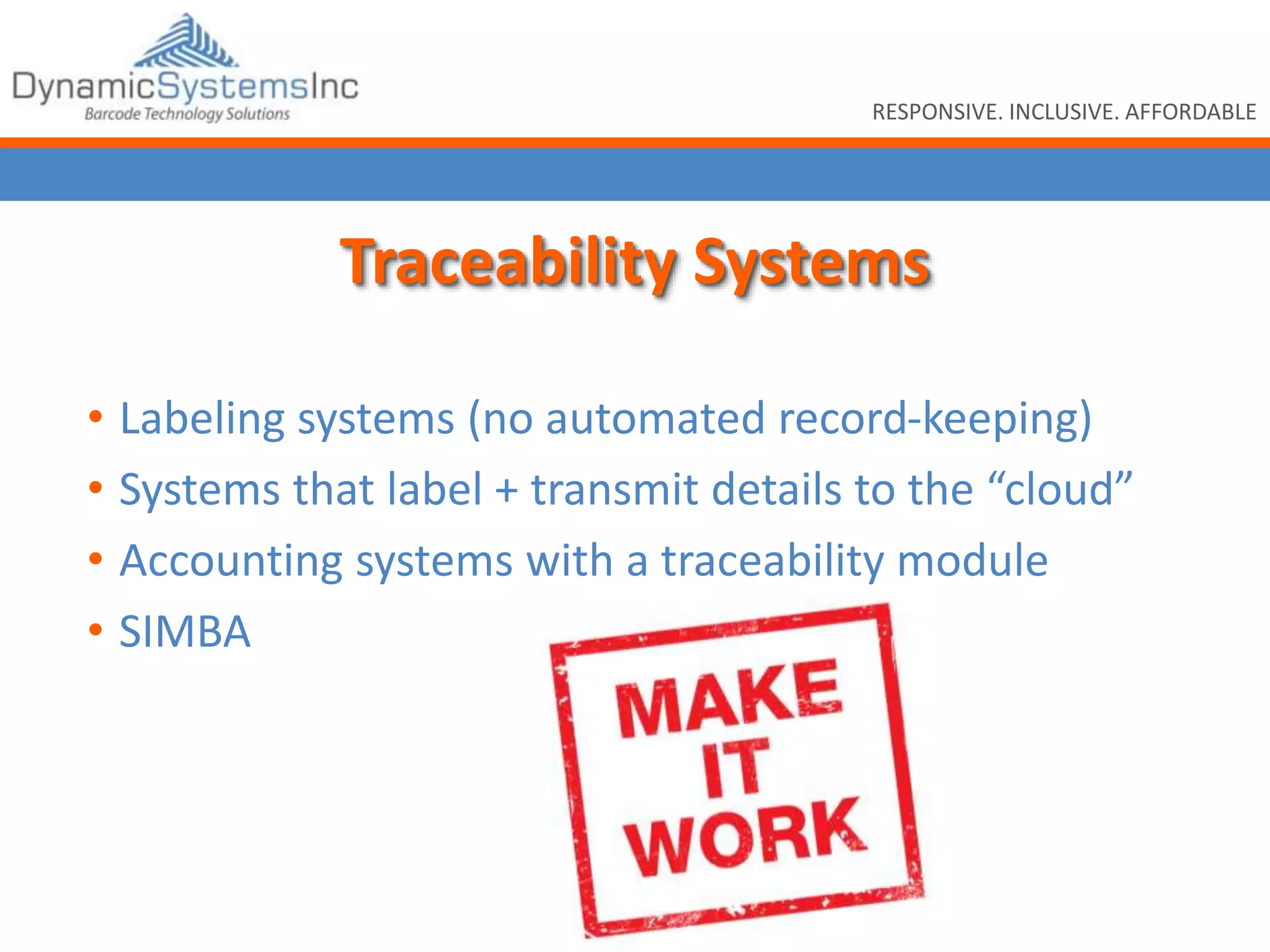 Make your traceability system work for you | PPT