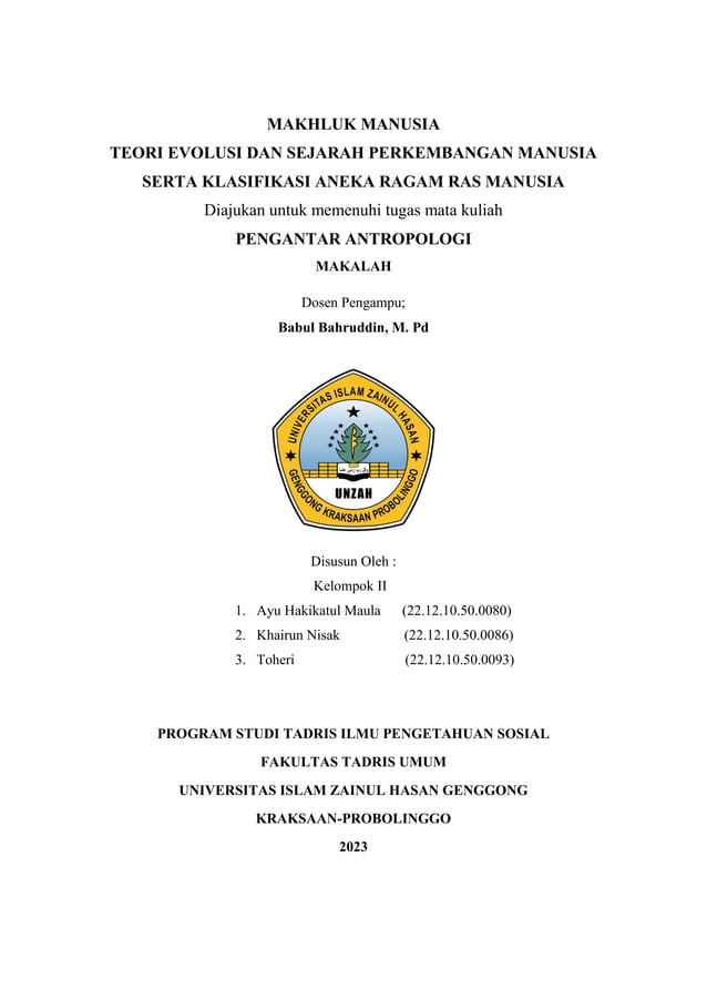 Makhluk Manusia Teori Evolusi dan Sejarah Perkembangan Manusia Serta ...