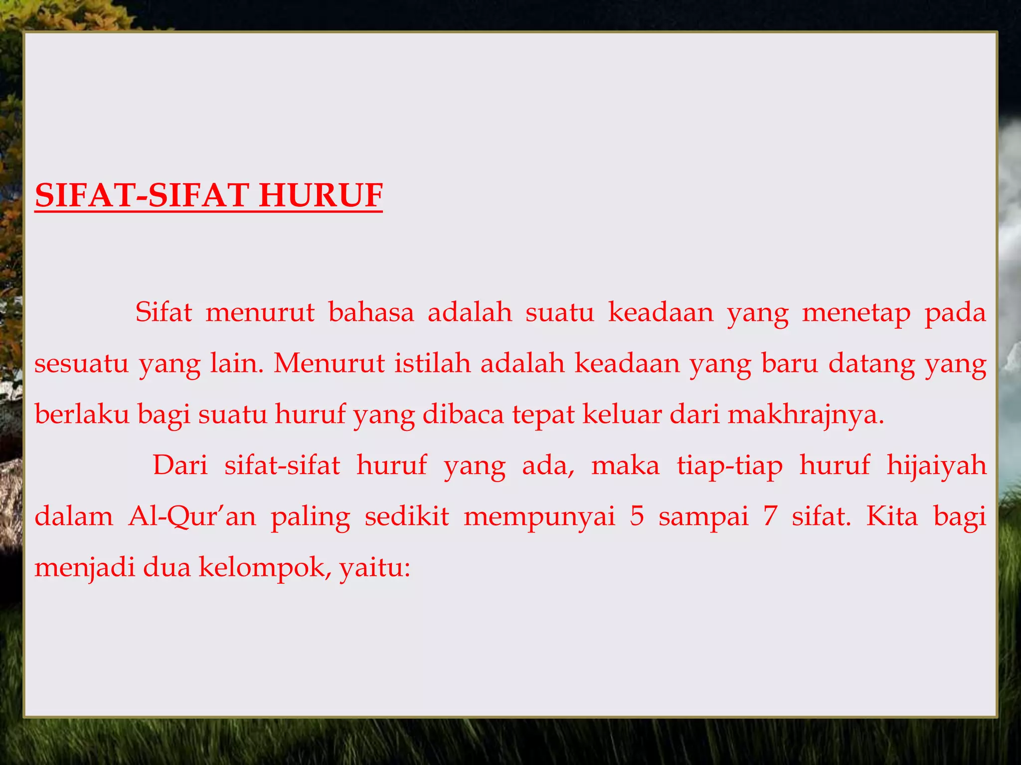 Makhorijul Huruf dan Sifatul Huruf | PPTX