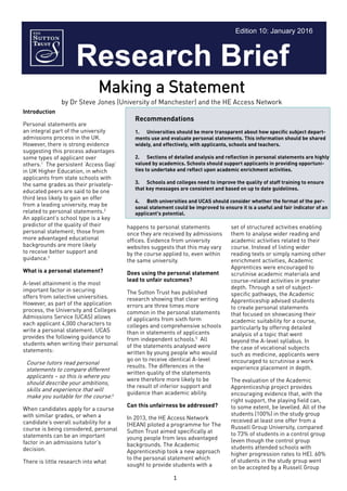 The Sutton Trust's Making a Statement Research - Jan 2016 | PDF