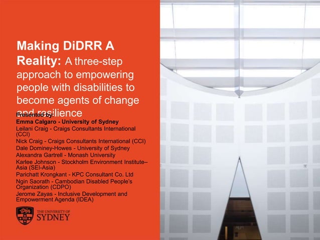 Making DiDRR a Reality A Three Step Approach to Empowering People with ...