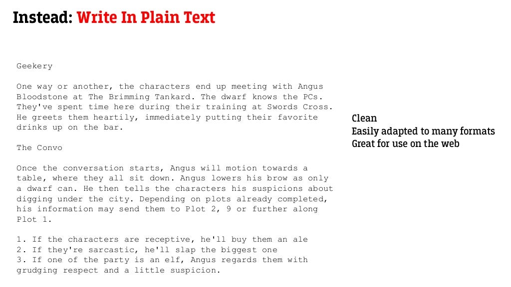 Write In Plain Text