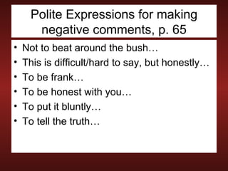 Making Negative Comments Statements or Comments Politely, | PPT