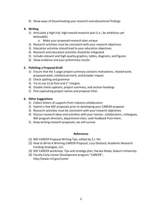 Making a competitive nsf career proposal: Part 1 Tips | PDF