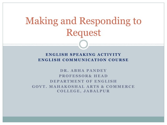 Making and responding to request | PPTX